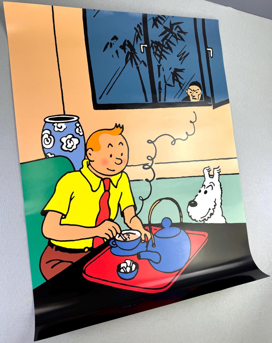 Rare Ltd Moulinsart Poster - Tintin Taking Tea: the Blue Lotus 23010 ...