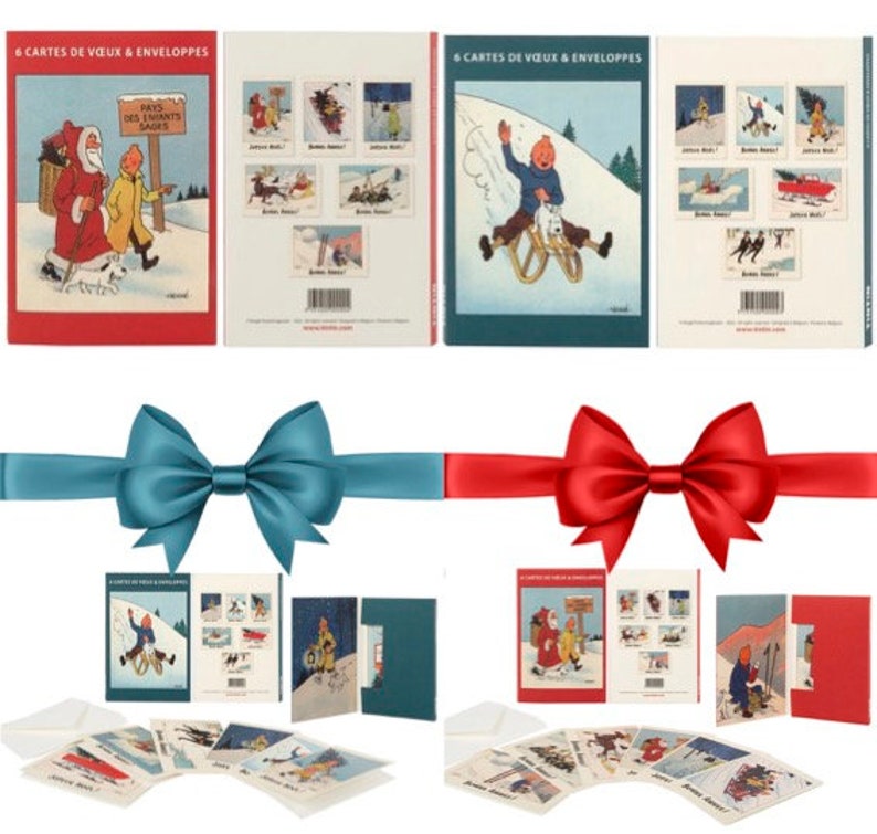 Tintin Christmas Greeting Cards: 2 Sets of 6 BUY - Etsy