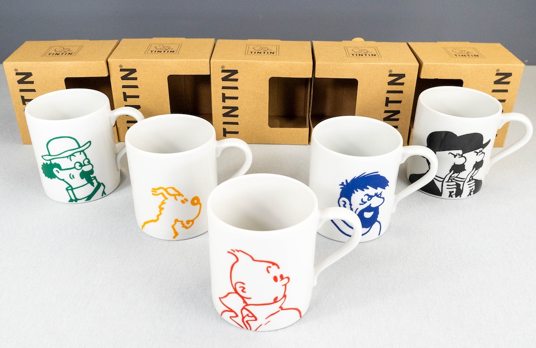 Tintin Calligraphy Character Mugs: by Moulinsart Herge 2022 Cups - Etsy