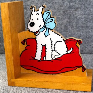 Set of 2 Vilac Wooden Tintin & Snowy Bookends 1993 Rare Painted 15x15cm ...