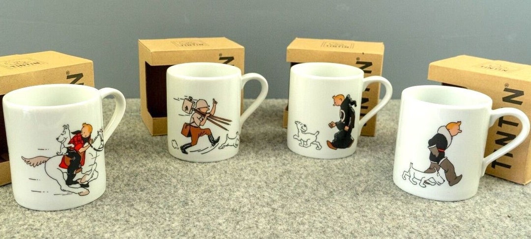 Tintin B&W Colourised Edition Mugs: Set of 4 by Moulinsart Herge 2022 ...