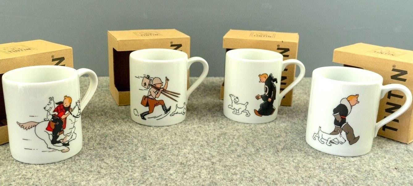 Tintin B&W Colourised Edition Mugs: Set of 4 by Moulinsart Herge 2022 ...