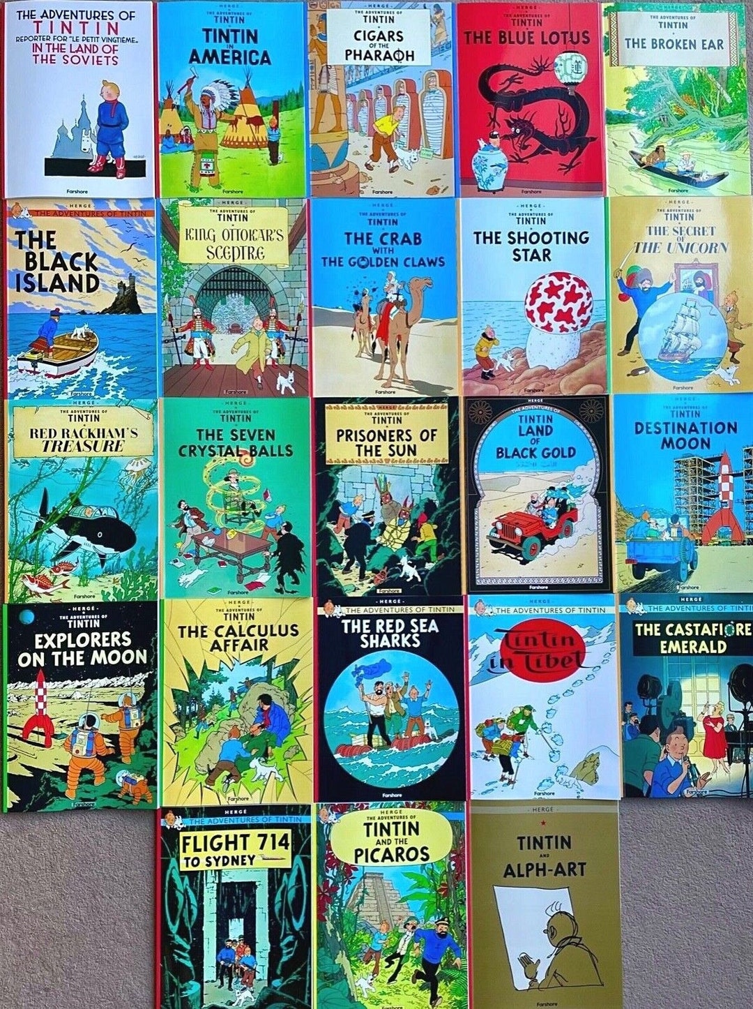 Tintin Book Set X23 Farshore UK Paperback Editions #1 to 9 - BUY ...