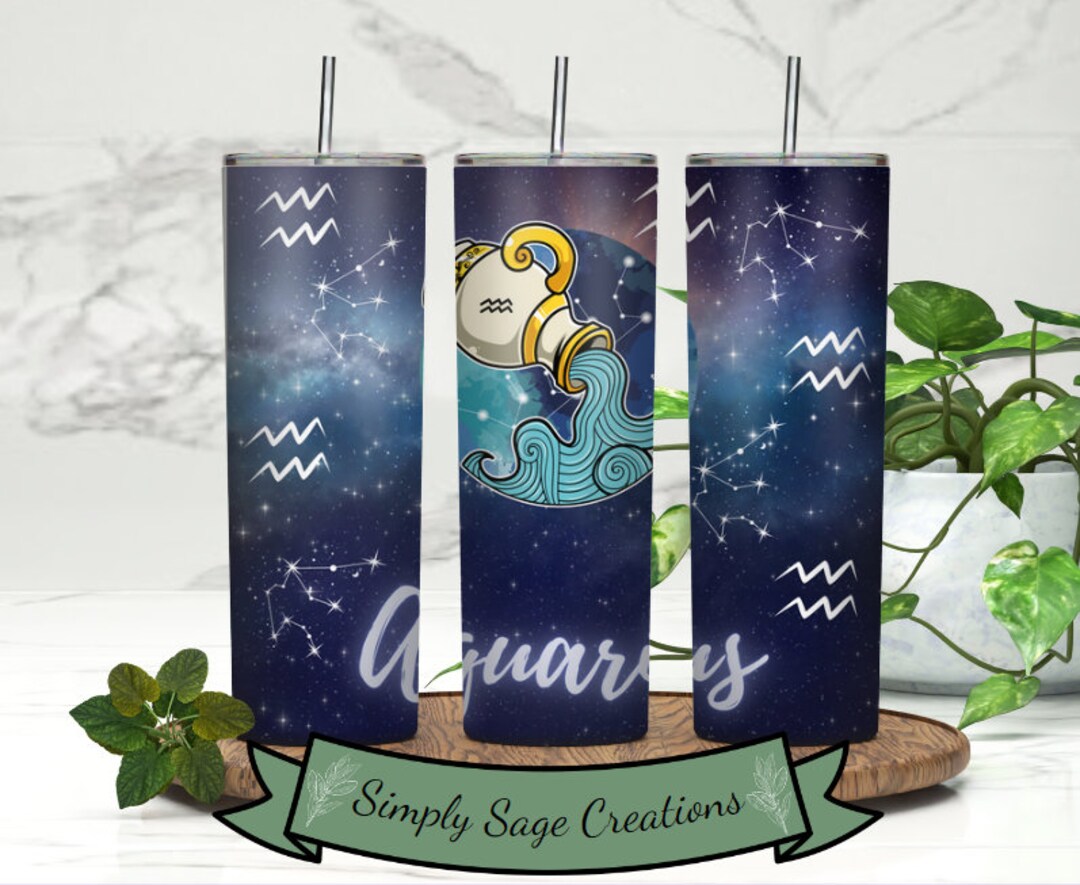 Midnight Zodiac Aquarius Tumbler Wrap - 20 Oz Tumbler Wrap - Aquarius ...