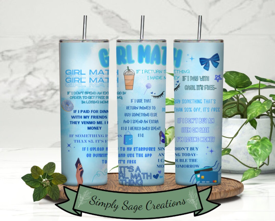 Girl Math Blue Tumbler Wrap 20 Oz Tumbler Wrap INSTANT DIGITAL DOWNLOAD ...