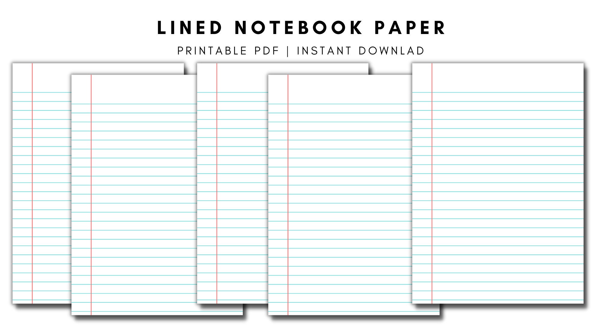 Printable Lined Paper PDF, School Paper PDF, Notebook Paper PDF, Lined ...