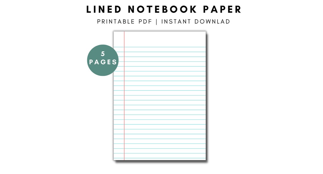 Printable Lined Paper PDF, School Paper PDF, Notebook Paper PDF, Lined ...