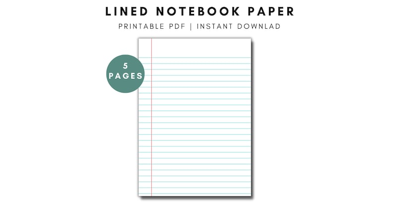 Printable Lined Paper PDF, School Paper PDF, Notebook Paper PDF, Lined ...