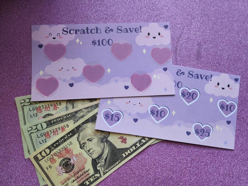 Scratch off Savings Challenge A6 100 Dollar Cash Savings Cute - Etsy
