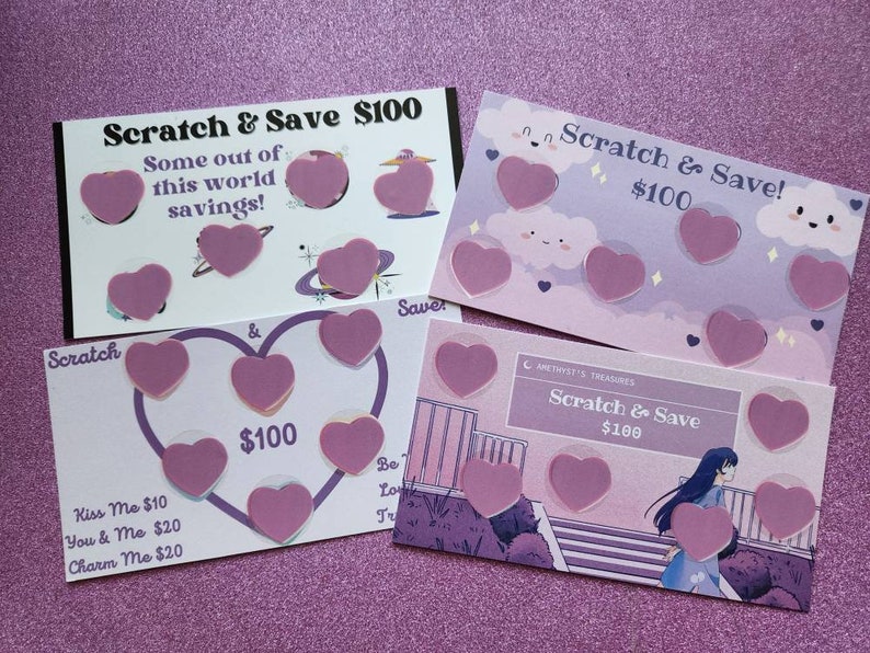 Scratch off Savings Challenge A6 100 Dollar Cash Saving Cute Anime ...