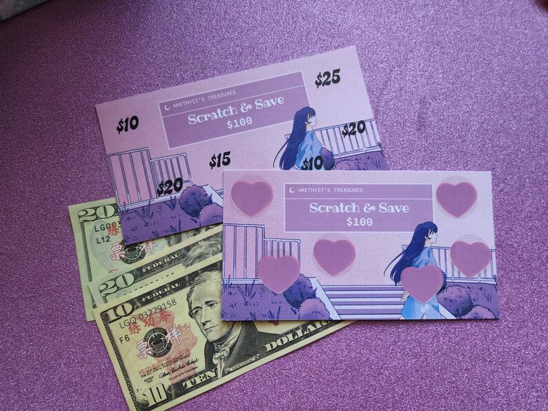 Scratch off Savings Challenge A6 100 Dollar Cash Saving Cute Anime ...