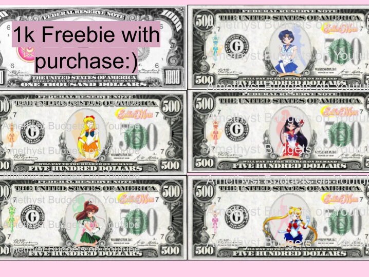 500USD 1k Placeholder Cash Slip Fake Money for Budgeting Envelopes ...