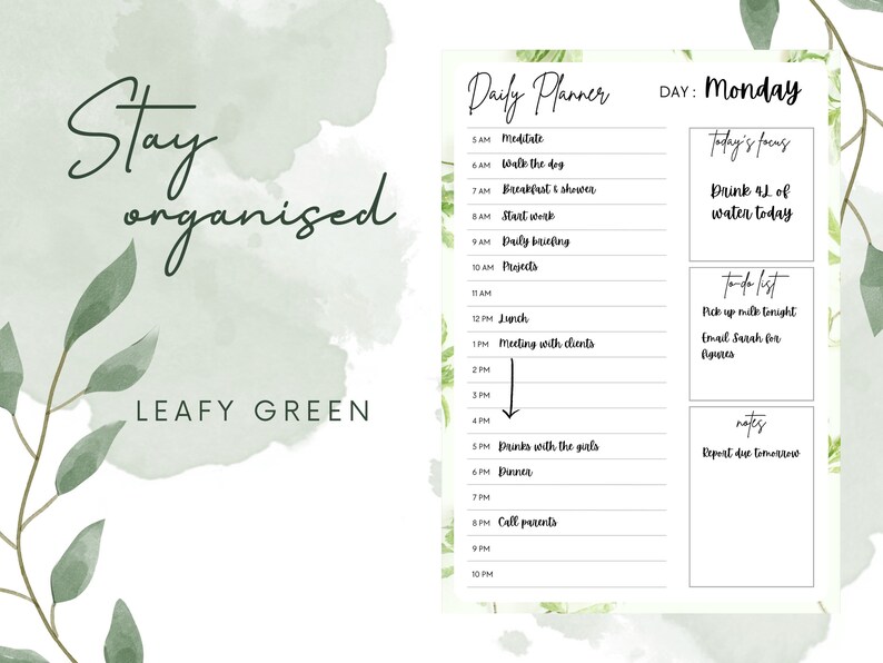 Digital, Printable Daily Planner - Etsy