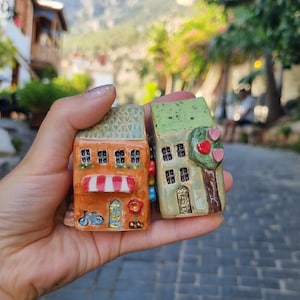 Handmade Ceramic Italian Village House Set: Miniature Fairy Cottage ...