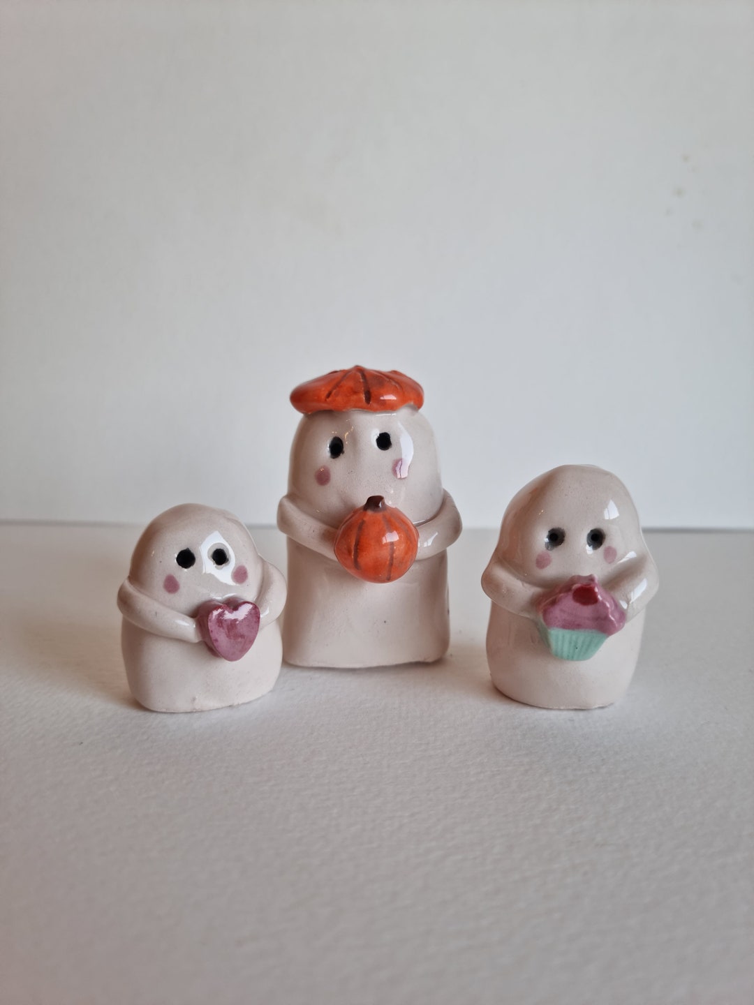 Ceramic Spooky Ghost Set of 3, Handmade Ceramic Halloween Ghost Set of ...