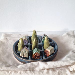 Handmade Ceramic Board Game With Miniature Houses and Tree,handmade ...