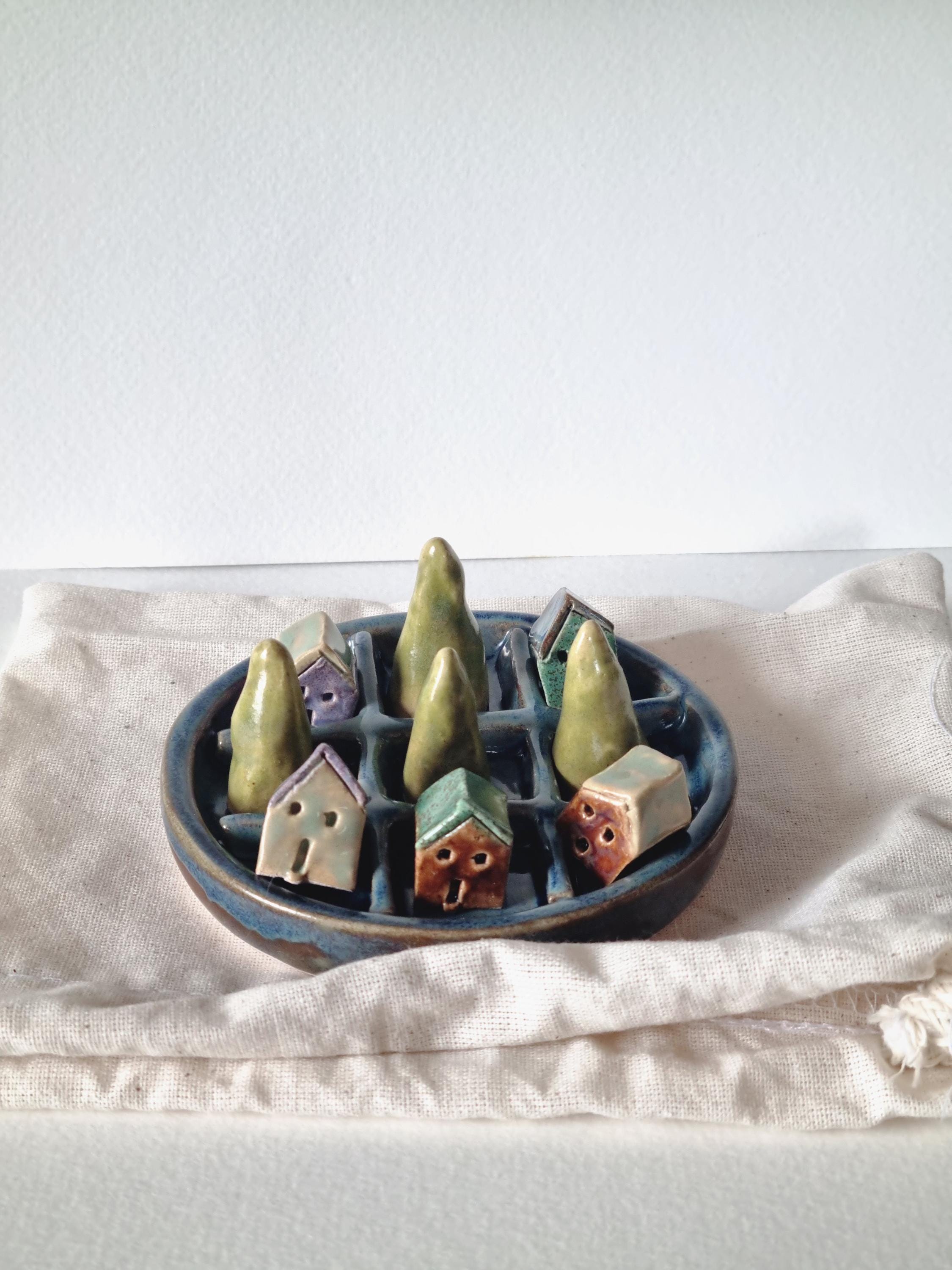 Handmade Ceramic Board Game With Miniature Houses and Tree,handmade ...