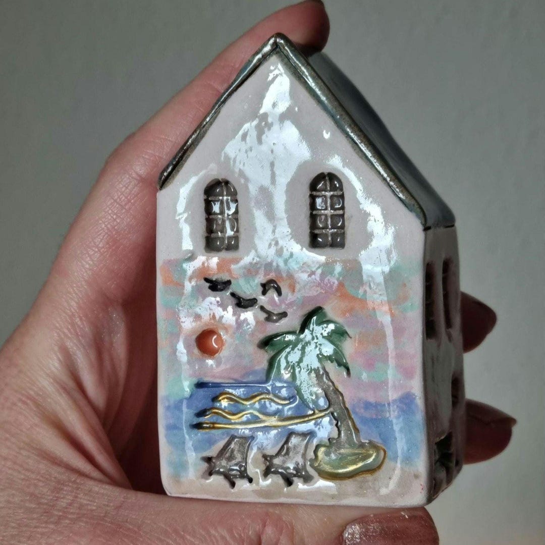 Handmade Ceramic Summer Beach House Miniature: Unique Cottage Decor - Etsy