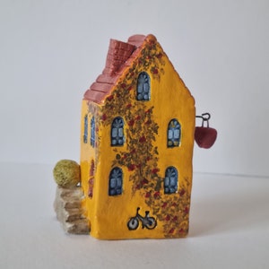Handmade Miniature Ceramic Italian House With Plant, Rustic Village ...