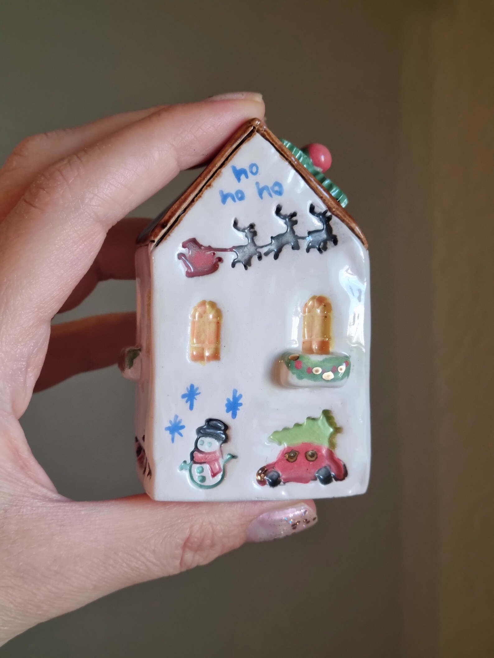 Handmade Ceramic Christmas House: 24k Gold Festive Village Decor - Etsy