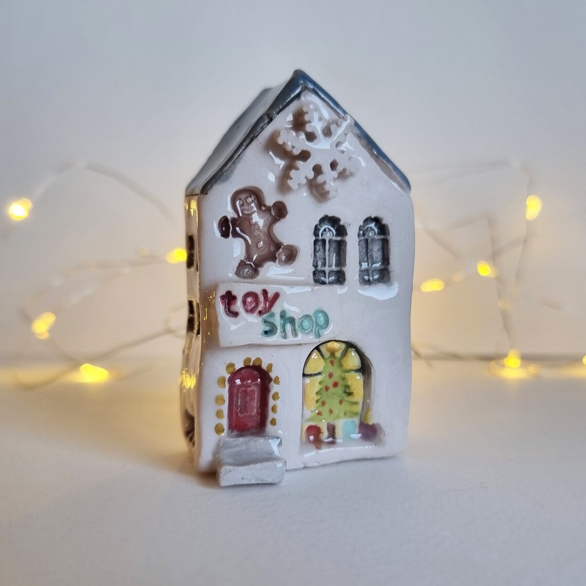 Ceramic Miniature Winter House Set of 4 With Snowman Ceramic - Etsy