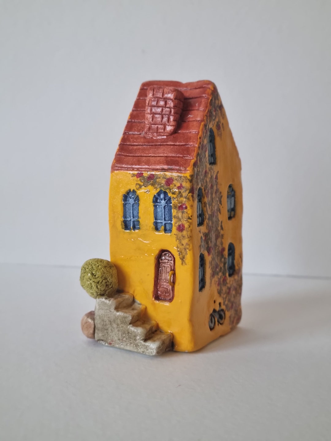 Handmade Miniature Ceramic Italian House With Plant, Rustic Village ...