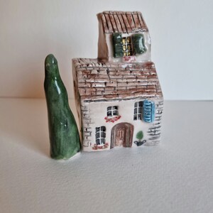 Handmade Ceramic Miniature Italian Tuscany House With Tree - Etsy