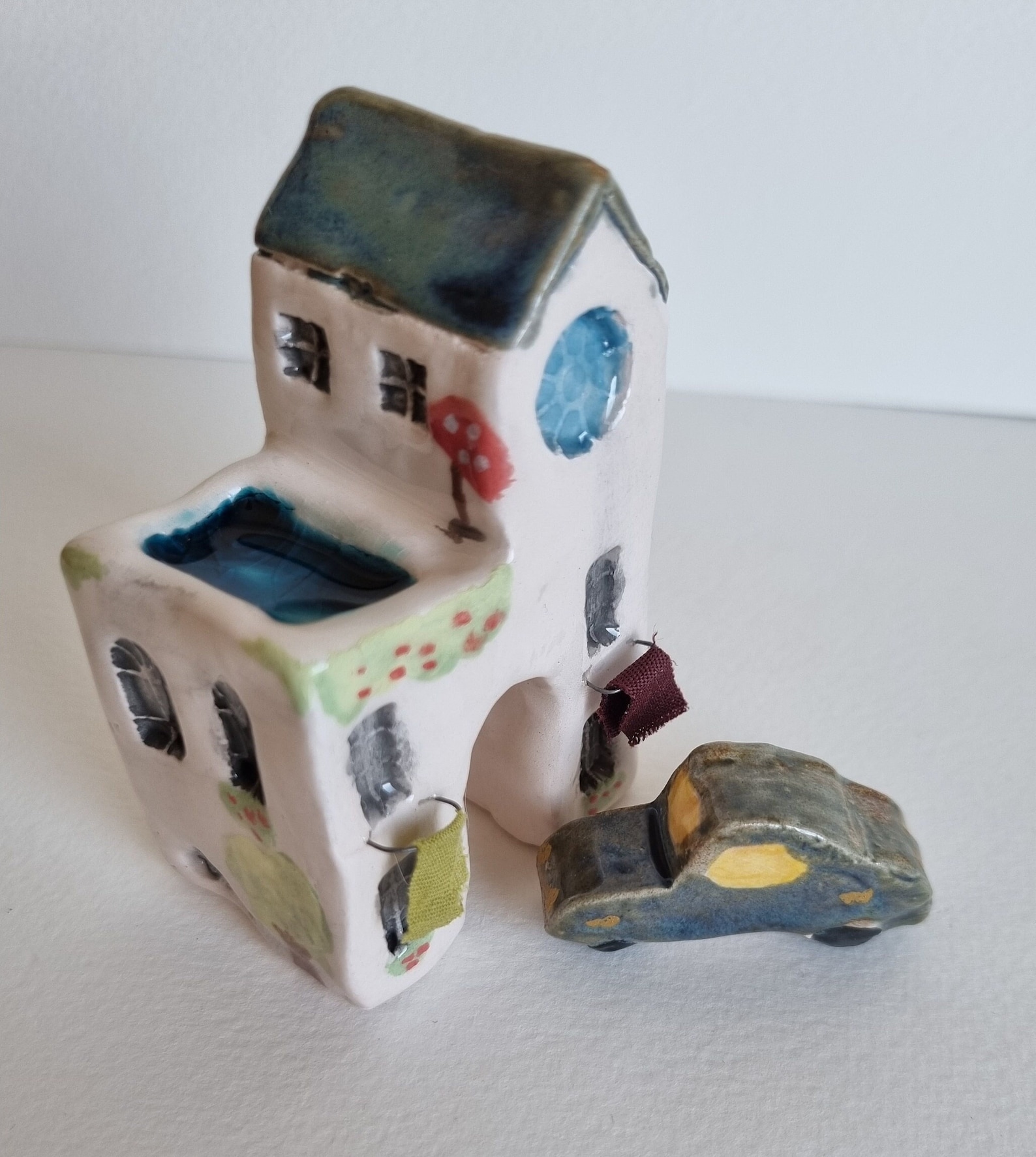 Handmade Ceramic Italian House With Miniature Car,ceramic Minaiture ...