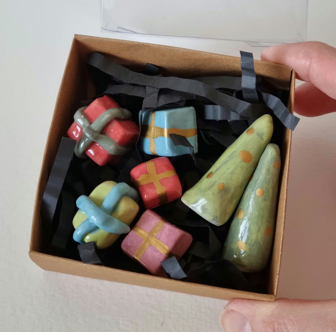 Handmade Miniature Ceramic Christmas Gift Box Set With Trees - Etsy