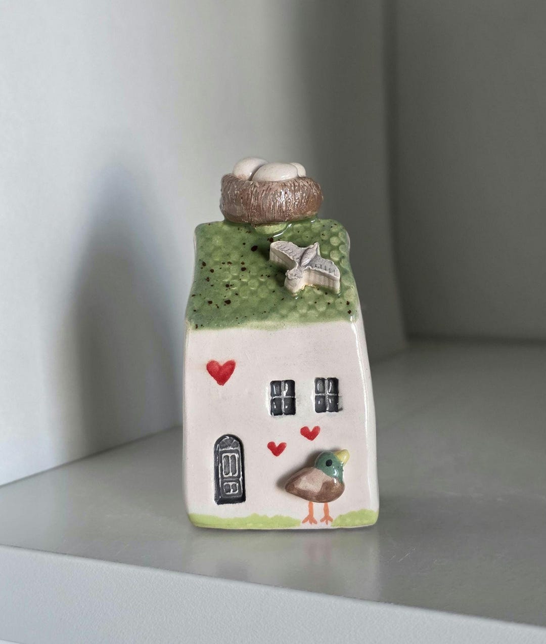 Handmade Ceramic Cottage: Tiny Duck House, Fairy Garden Decor - Etsy