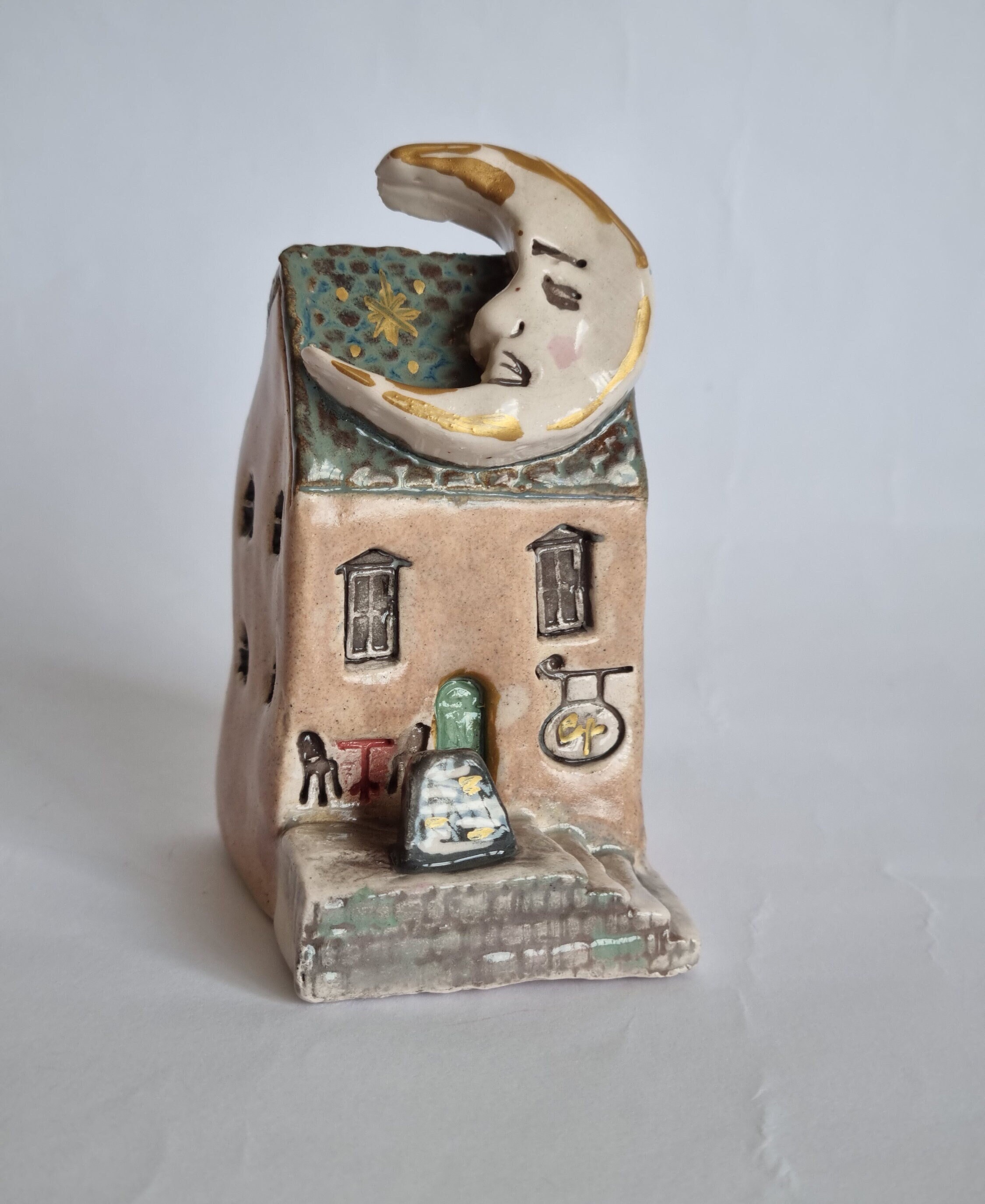 Handmade Ceramic Italian Cafe Miniature With Moon - Etsy