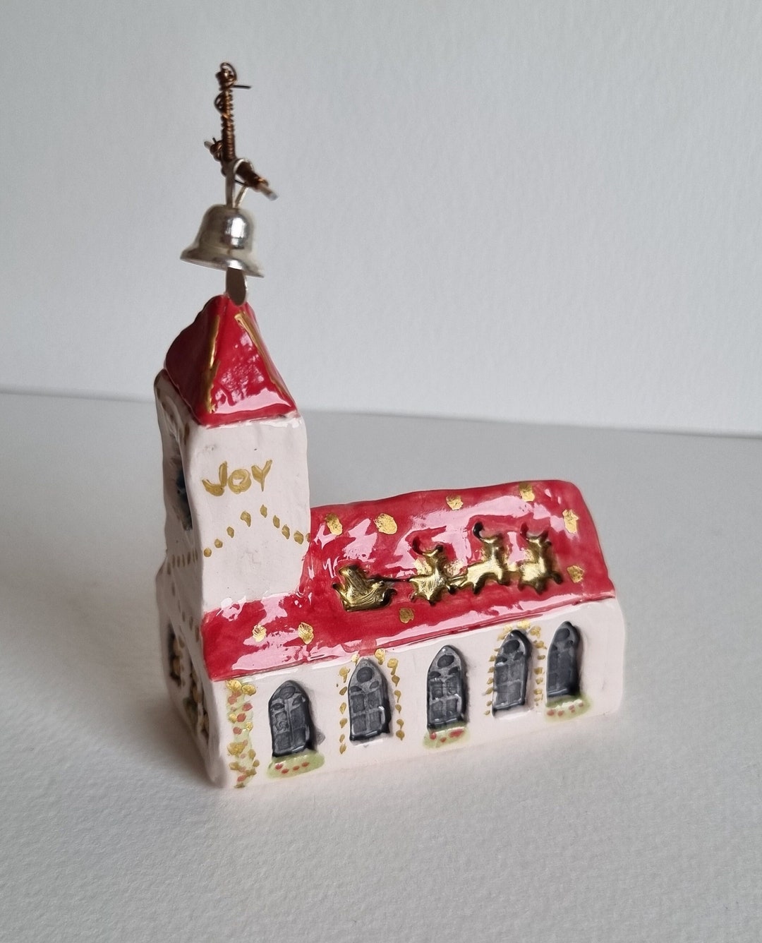 Handmade Ceramic Christmas Church: Miniature Holiday Village Chapel - Etsy