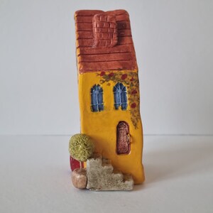 Handmade Miniature Ceramic Italian House With Plant, Rustic Village ...