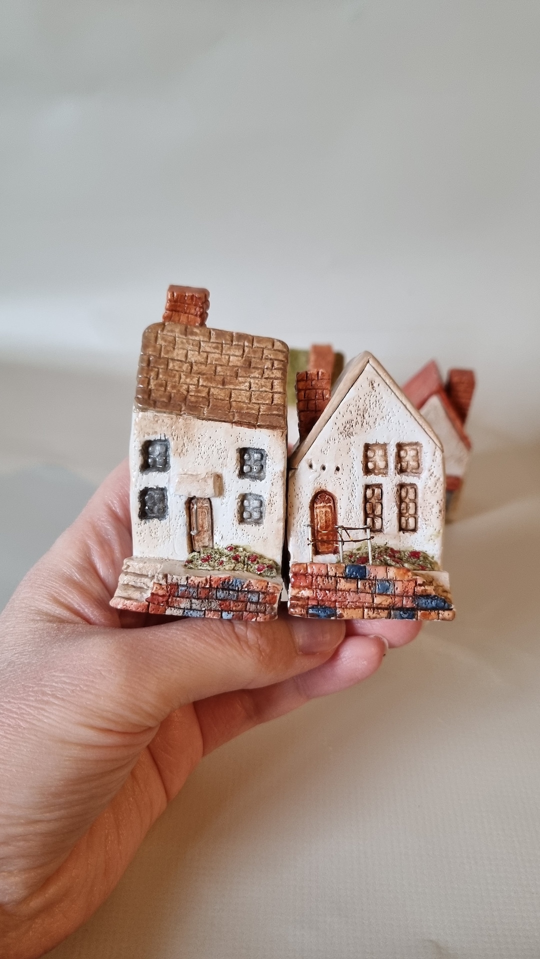 Handmade Tiny Ceramic Italian Houses Set: Miniature Fairy Garden Decor ...