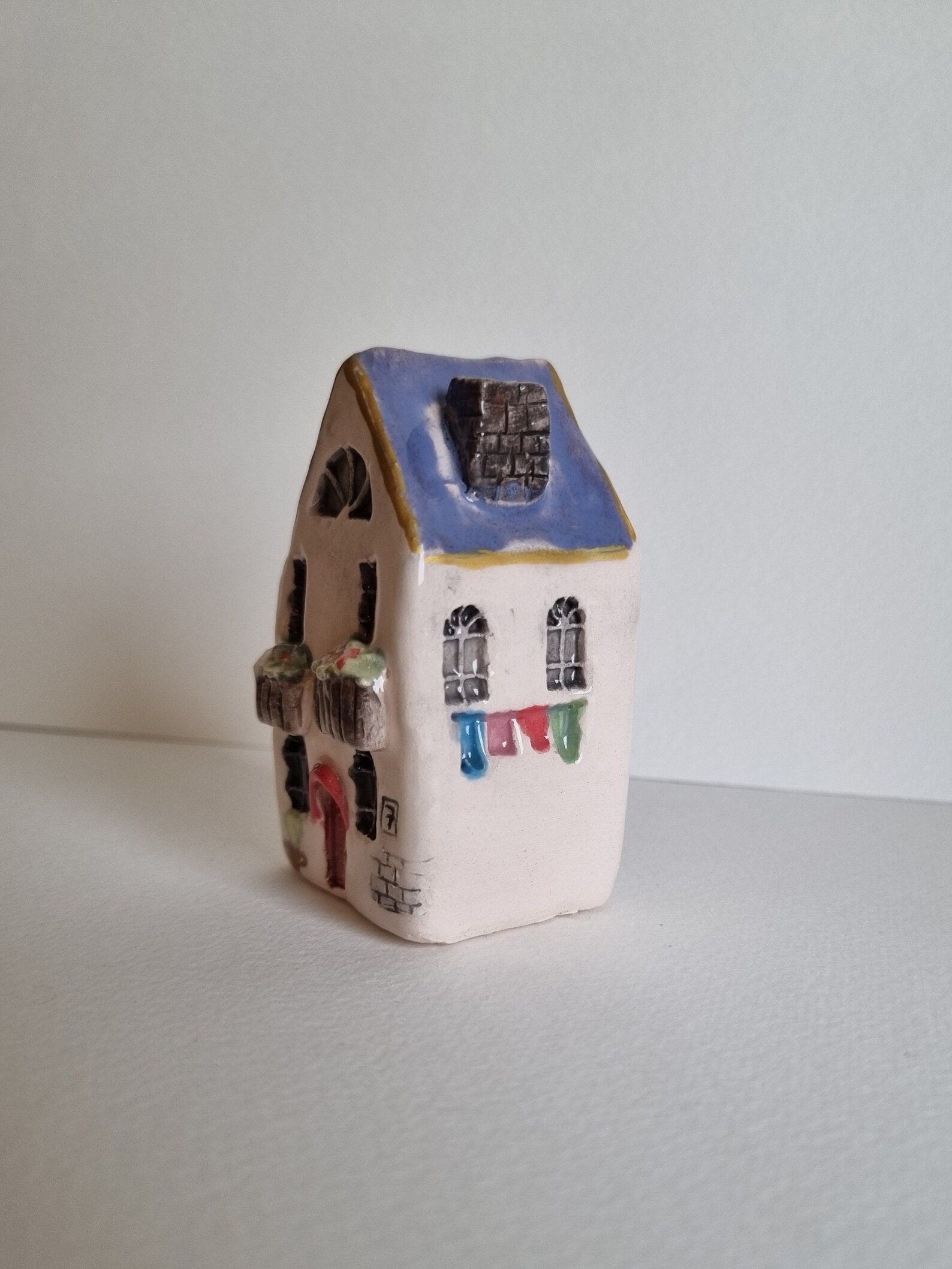 Ceramic Miniature Italian House With Balcony,handmade Ceramic Miniature ...