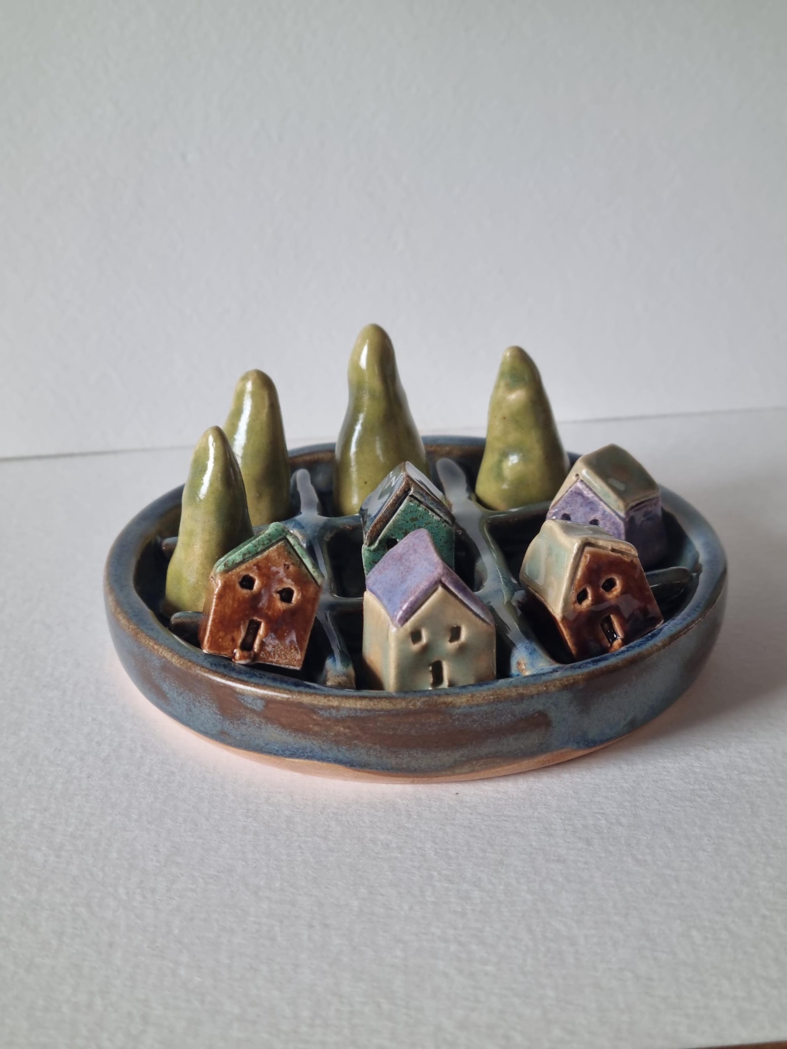 Handmade Ceramic Board Game With Miniature Houses and Tree,handmade ...