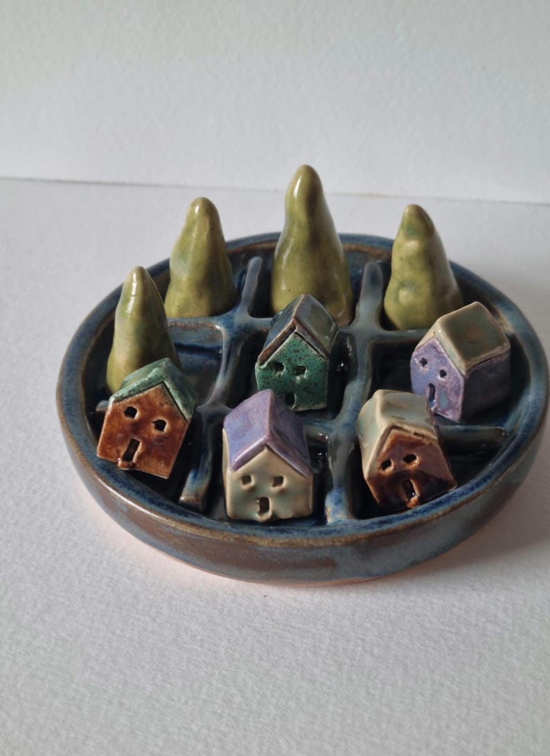 Handmade Ceramic Board Game With Miniature Houses and Tree,handmade ...