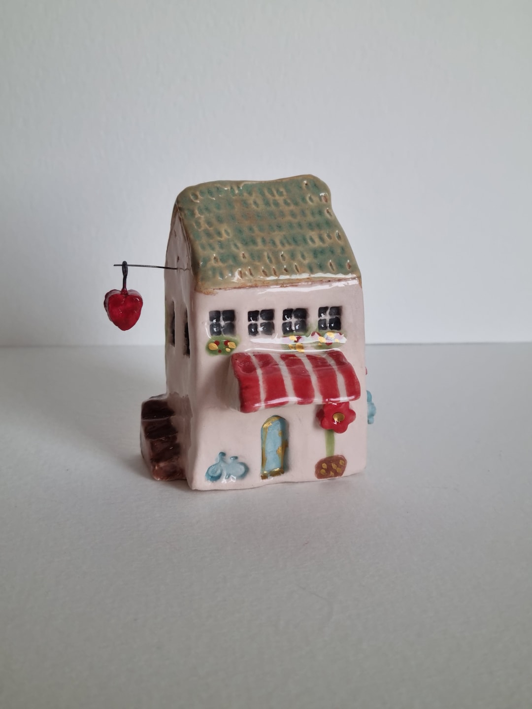 Ceramic Miniature Italian House With Heart,ceramic Miniature House ...