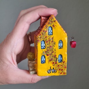 Handmade Miniature Ceramic Italian House With Plant, Rustic Village ...