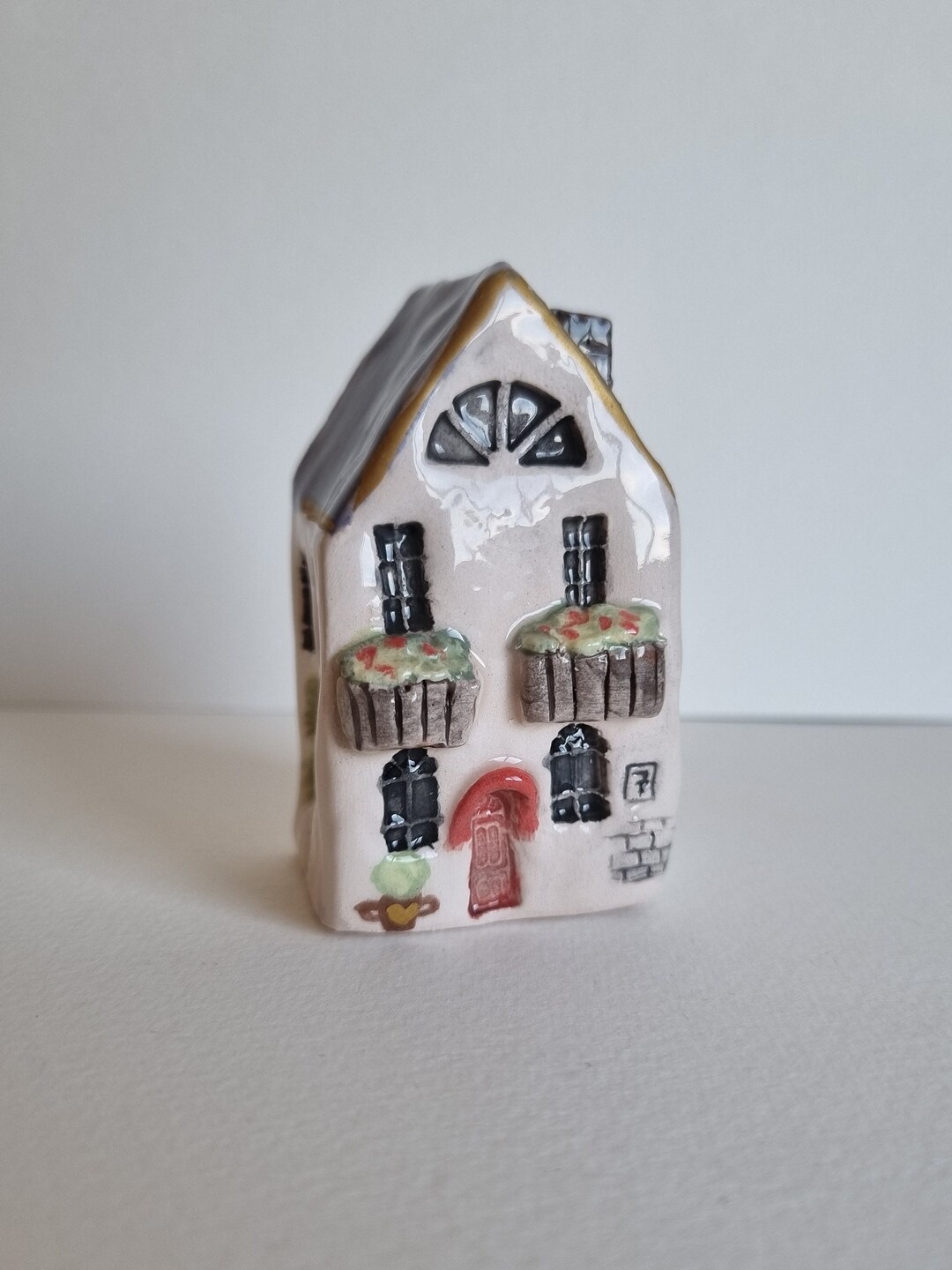 Ceramic Miniature Italian House With Balcony,handmade Ceramic Miniature ...