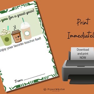 Starbucks Gift Card Holder for Teachers Teacher Appreciation Printable ...
