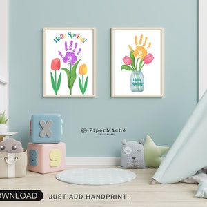 Hello Spring Kids Handprint Art/craft, Handprint Projects Craft ...