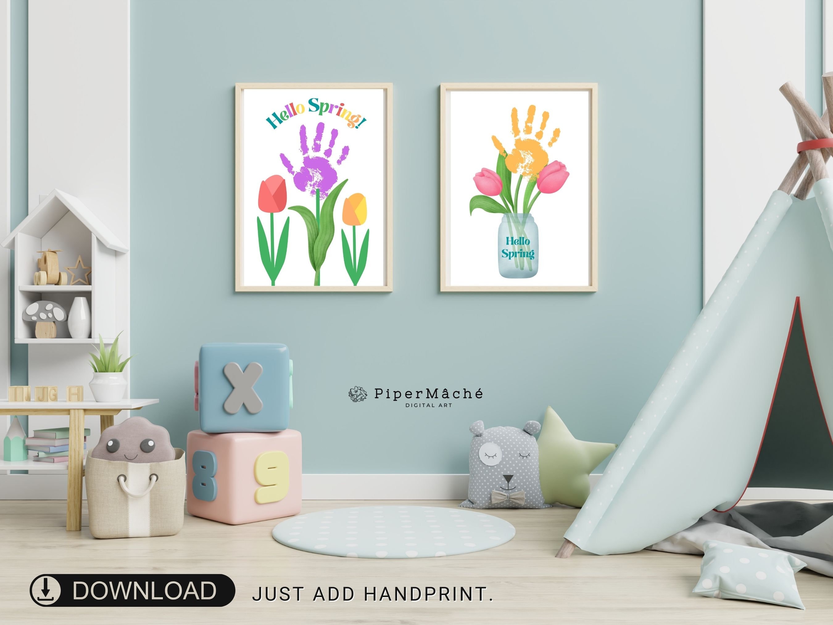 Hello Spring Kids Handprint Art/craft, Handprint Projects Craft ...