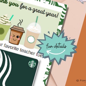 Starbucks Gift Card Holder for Teachers Teacher Appreciation Printable ...
