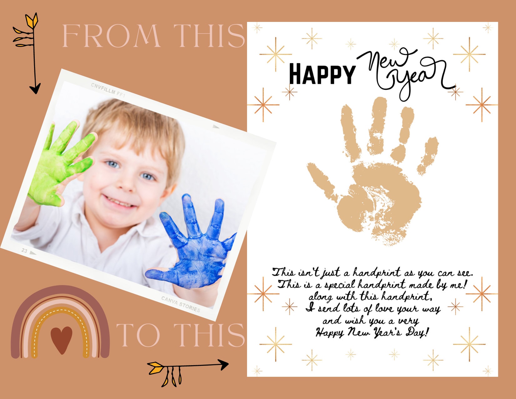 New Year Kids Handprint Art, Printable Kids Craft, New Year's Eve 2022 ...