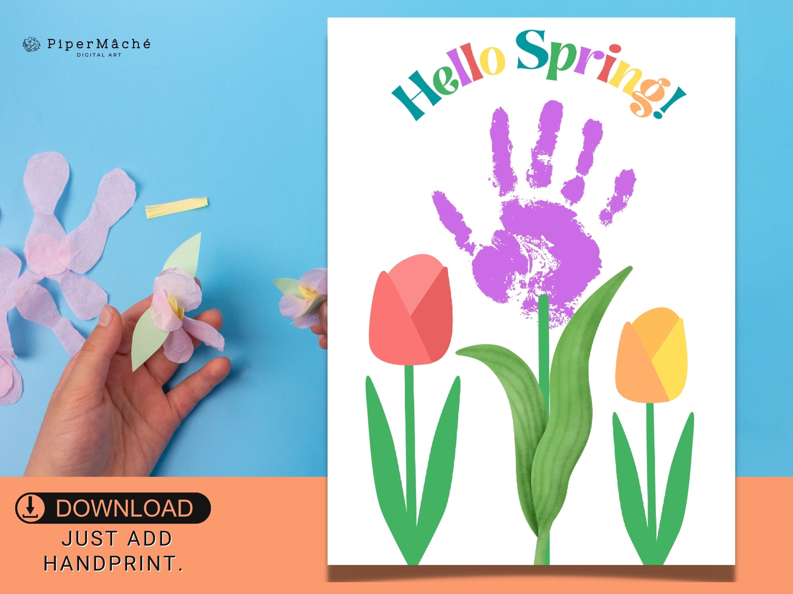 Hello Spring Kids Handprint Art/craft, Handprint Projects Craft ...