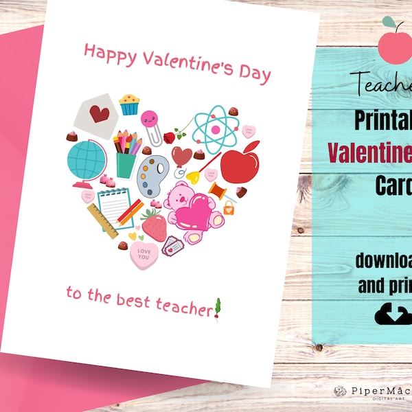 Teacher Valentine Card - Etsy