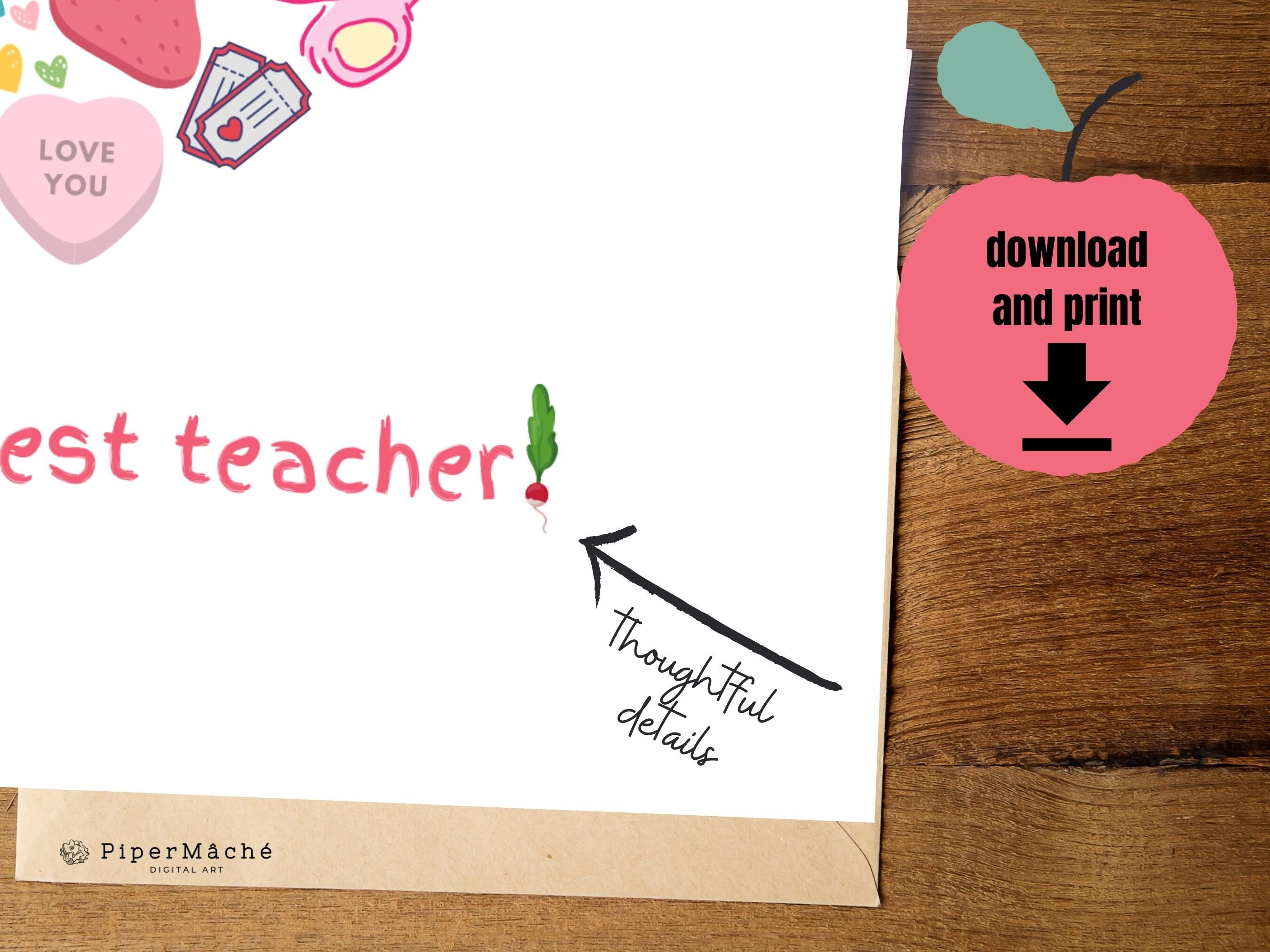 Printable Teachers Valentine's Day Card, Teacher Valentine, Valentine's ...