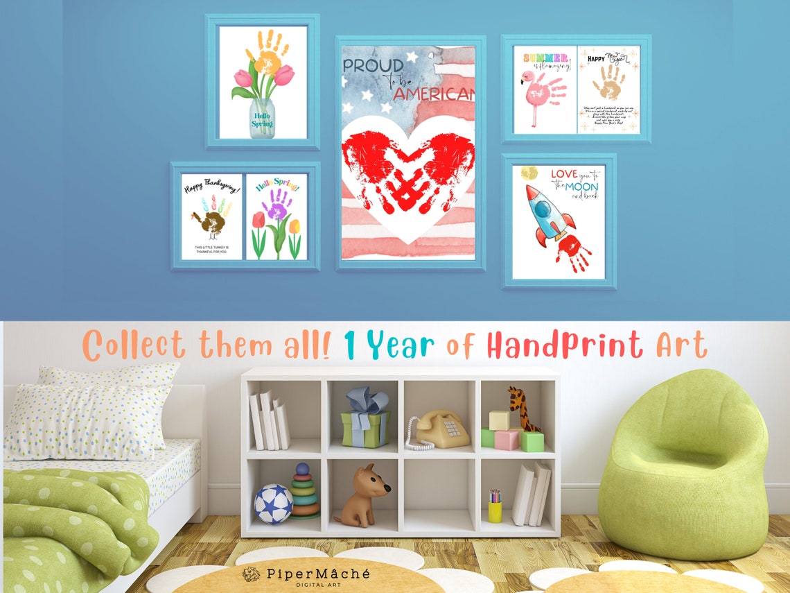 Happy Birthday Handprint Kids Art, Happy Birthday Card Handpainted Card ...