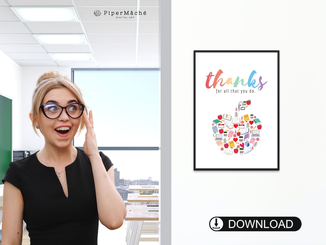 Printable Teacher Appreciation Sign, Thank You Sign Teacher Gift ...